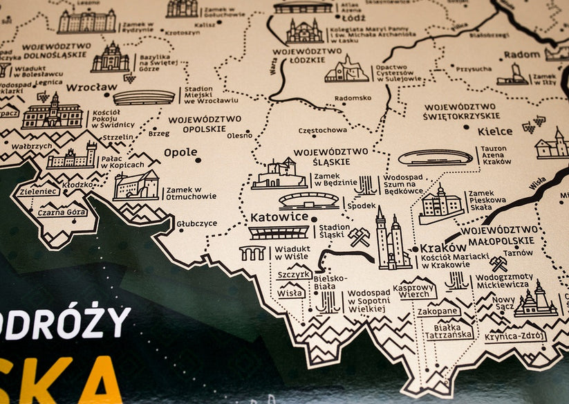 Mapa Polski POLSKA+EUROPA Mapa ZDRAPKA 60x40 Mapa podróży – AarteDesign